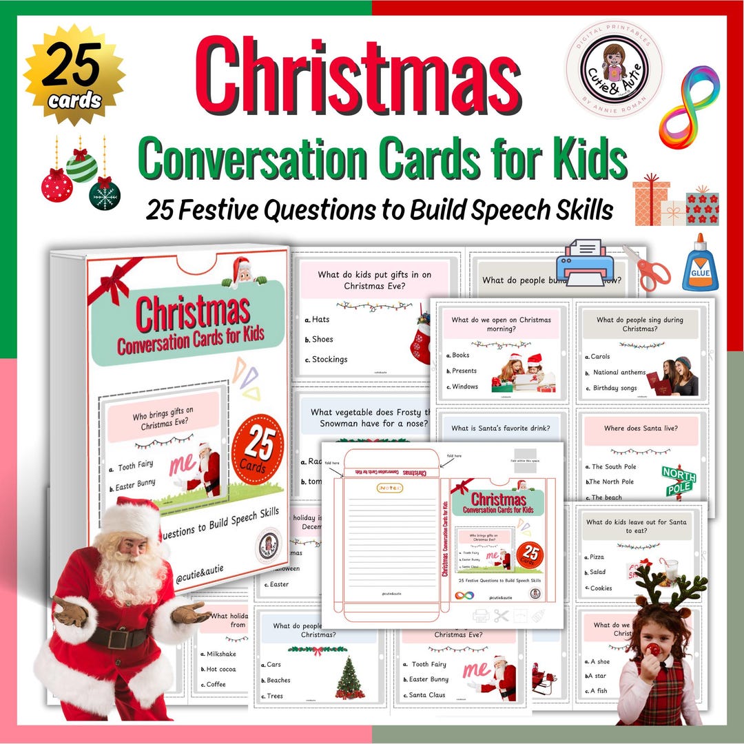 Christmas Conversation Cards for Kids - Etsy