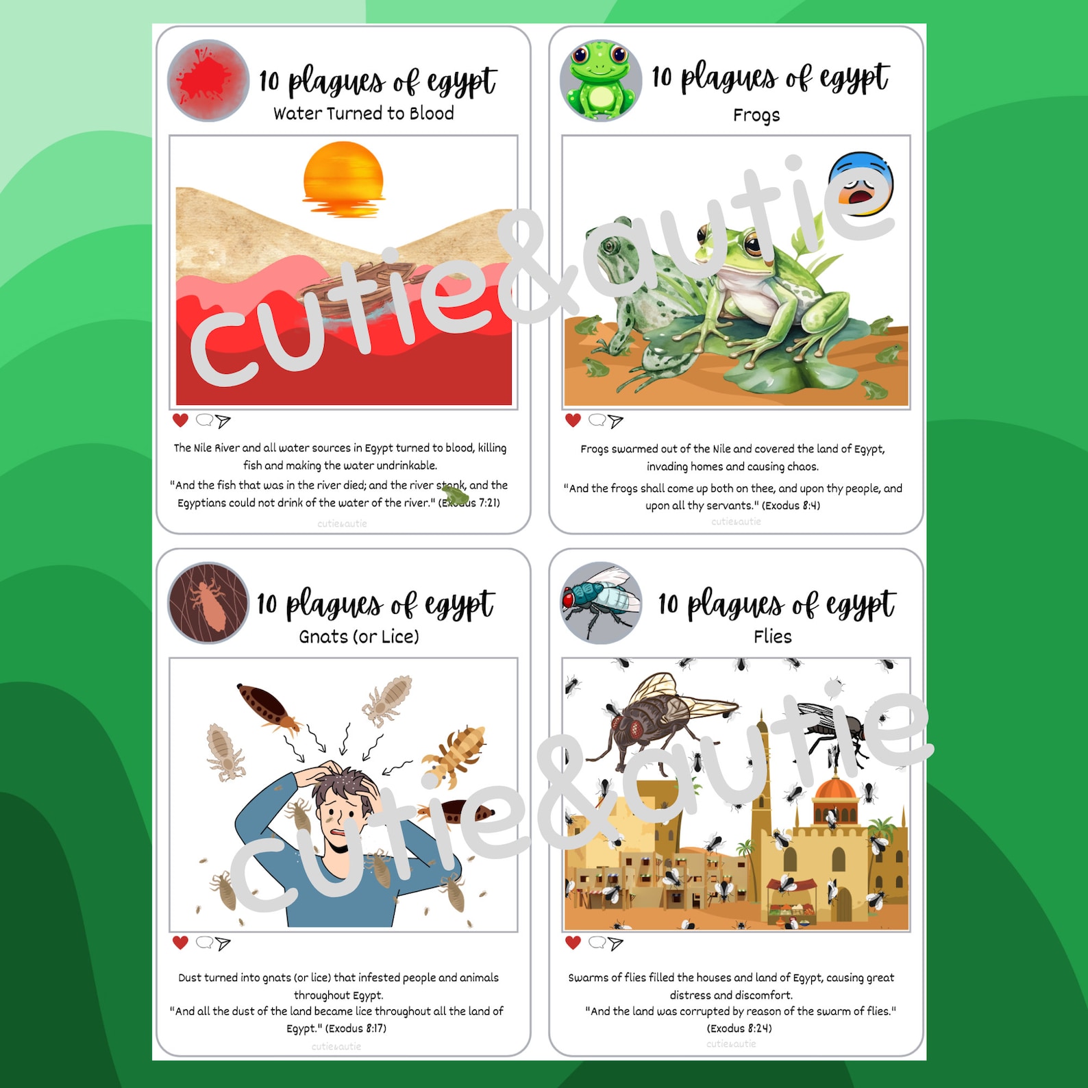 The Ten Plagues of Egypt for Kids - Bible -10 Cards - Etsy