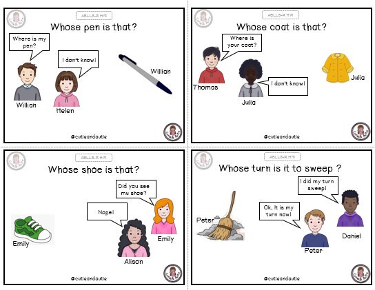 WH Questions - Who/ Whose ABBLS-R H19 Intraverbal Task Card + Data ...