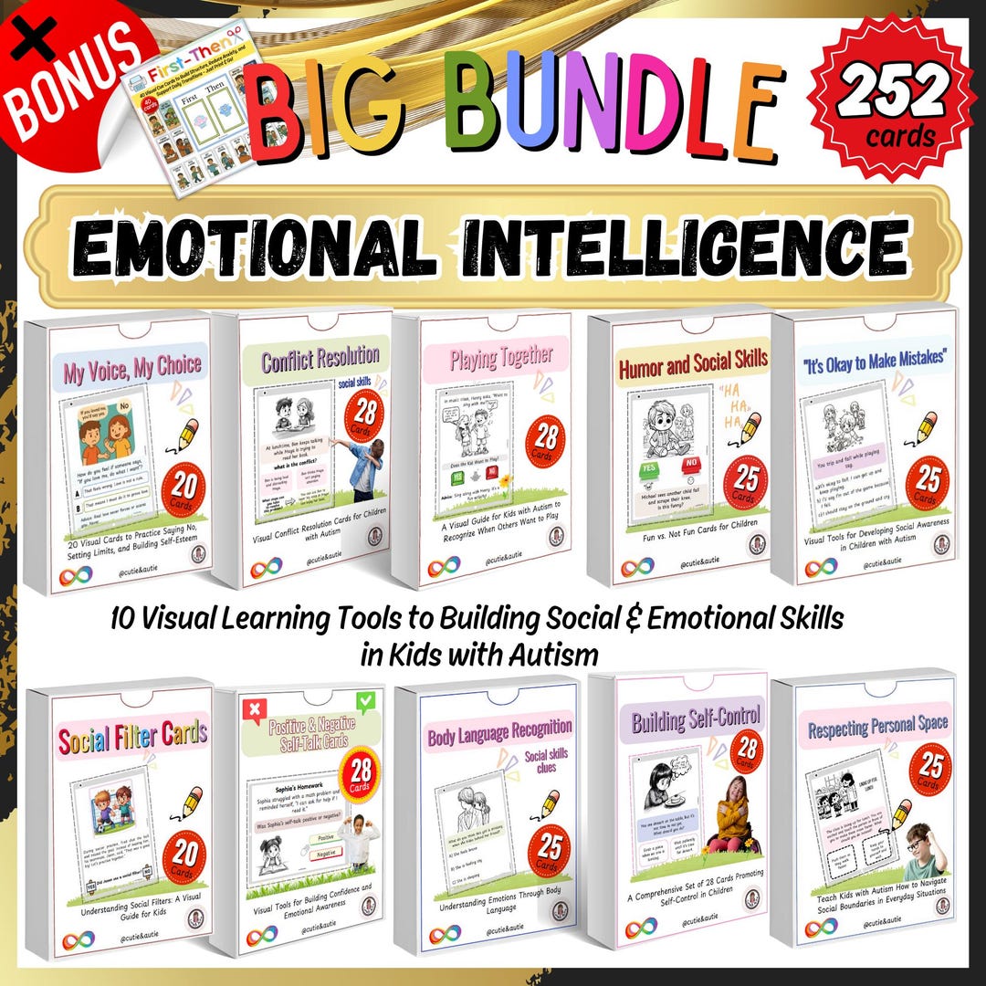 Emotional Intelligence Super Bundle for Kids With Autism 252 Cards ...