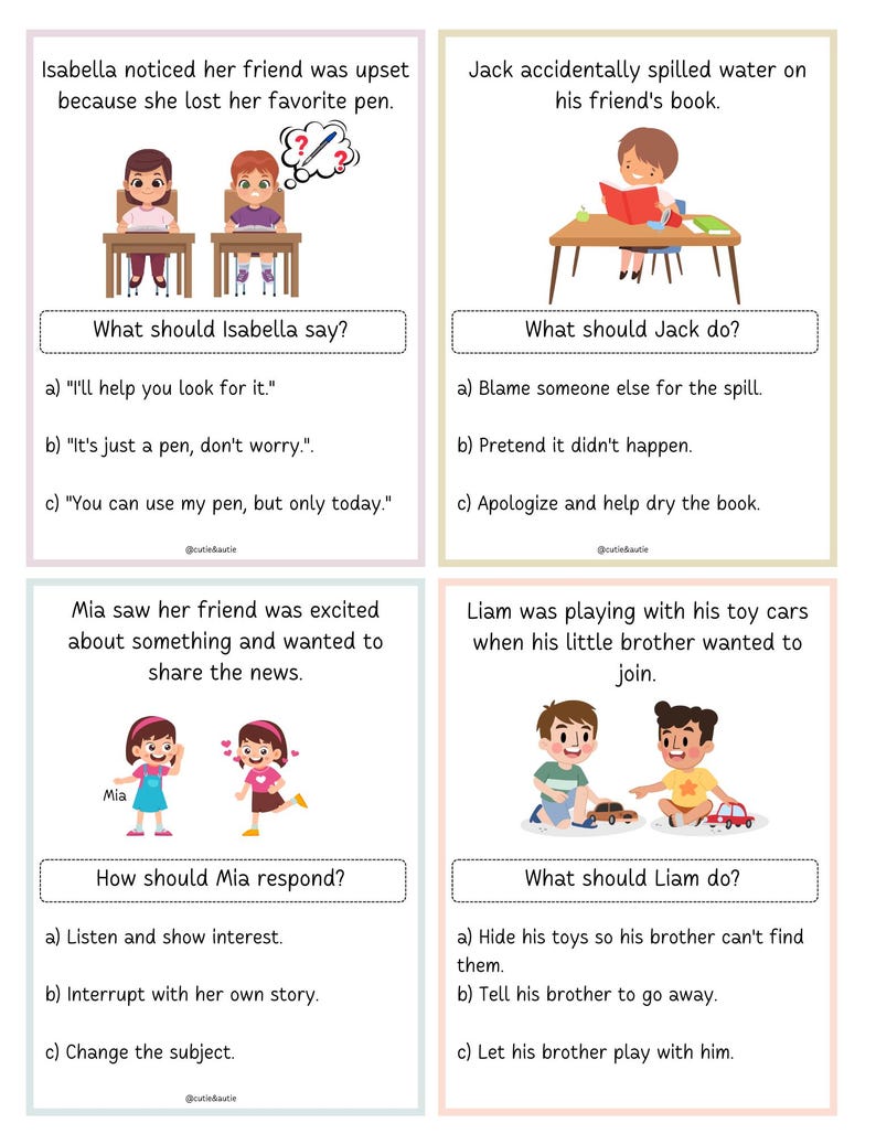 Social Clues Visual Cards / Understanding Daily Interactions for Kids ...