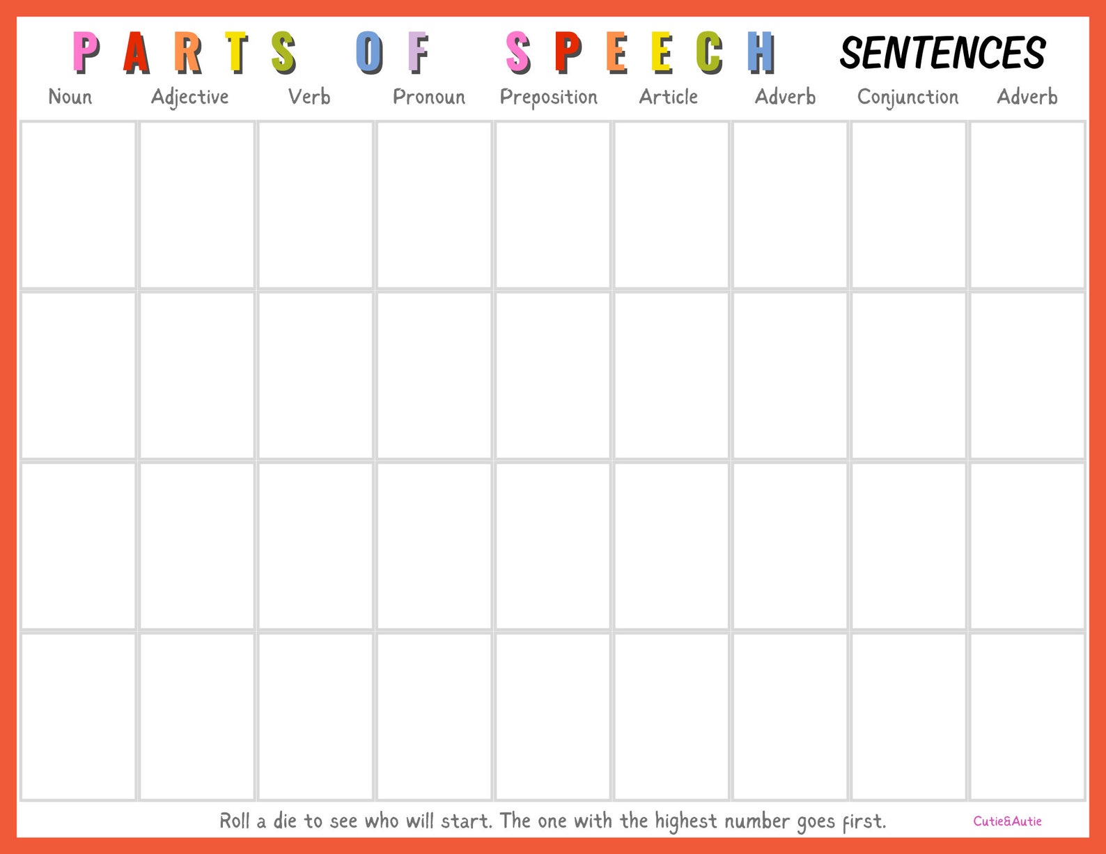 Grammar Quest: Sorting and Classifying Parts of Speech Game - 2 & 3 Grades - Etsy