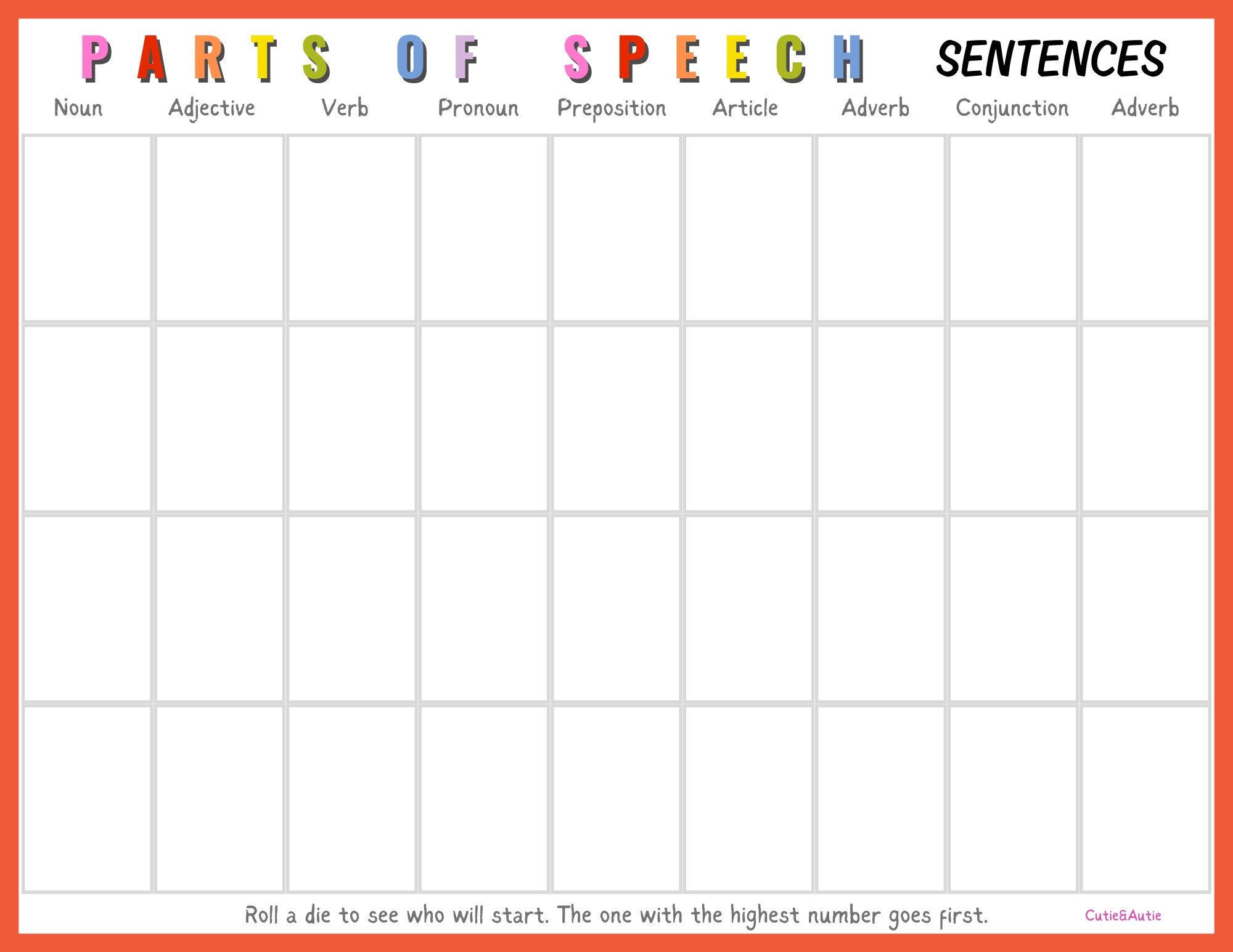 Grammar Quest: Sorting and Classifying Parts of Speech Game - 2 & 3 ...