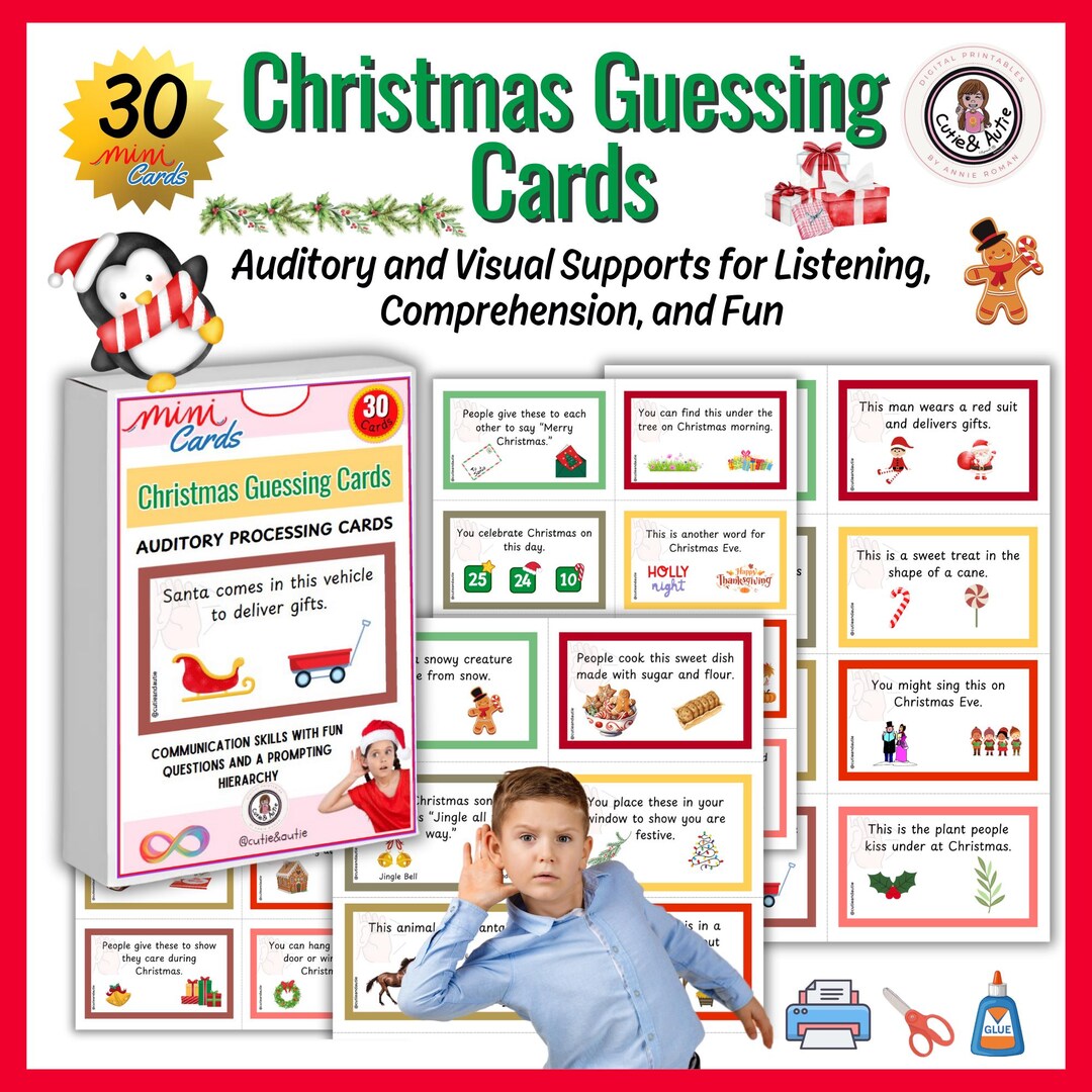 Christmas Guessing Cards for Kids With Autism/ Auditory Processing 30 ...