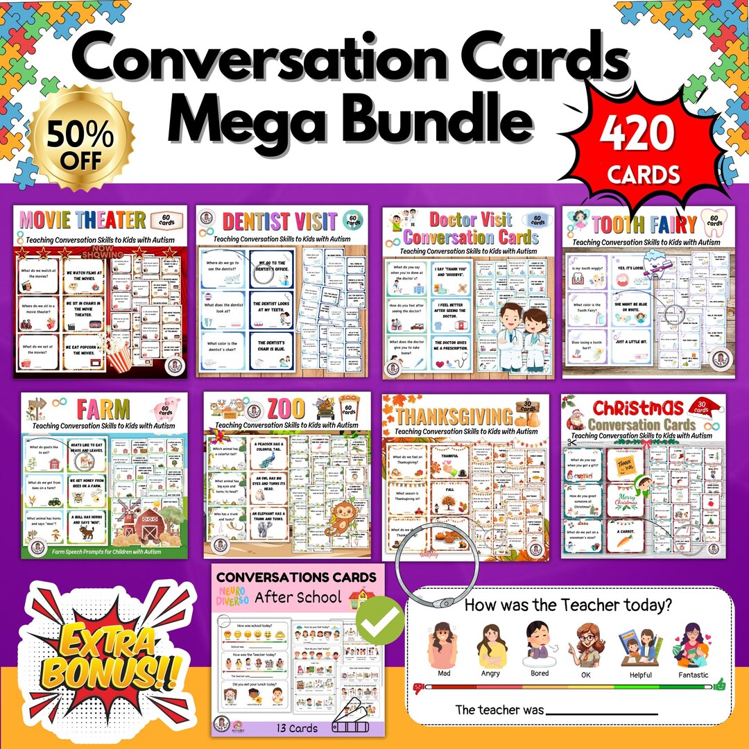Conversation Cards Mega Bundle – Autism & Social Skills Edition - Etsy