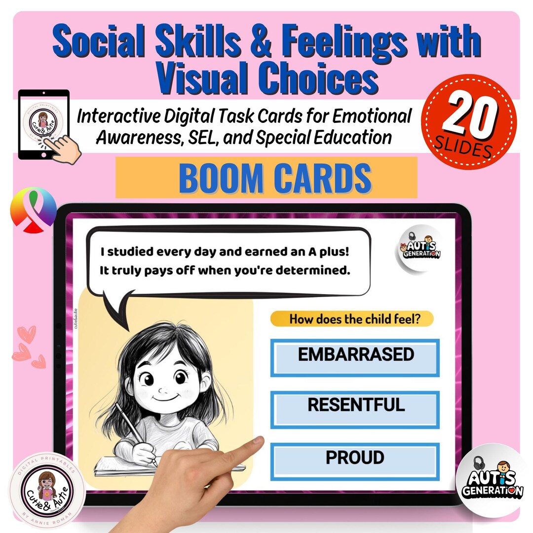 20 Boom Cards for Autism – Social Skills & Feelings Recognitio - Etsy