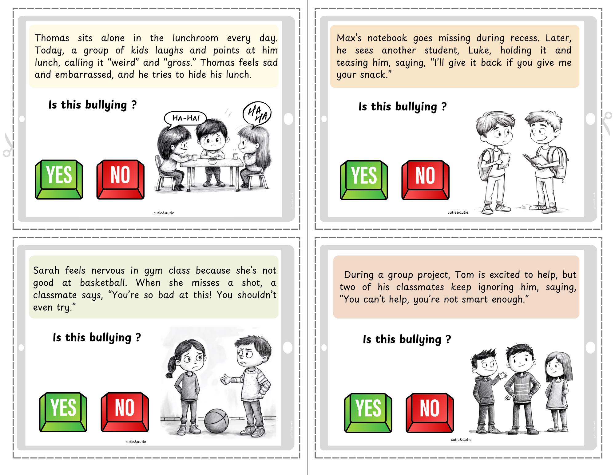 Is This Bullying? Recognition Cards for Kids With Autism - 25 CARDS - Etsy