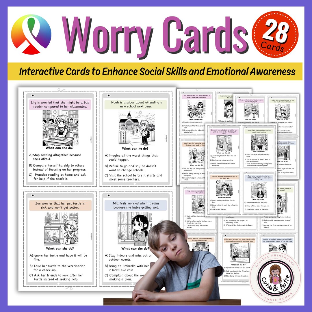 Worry Cards for Kids With Autism Worry Management Cards for Kids 28 ...