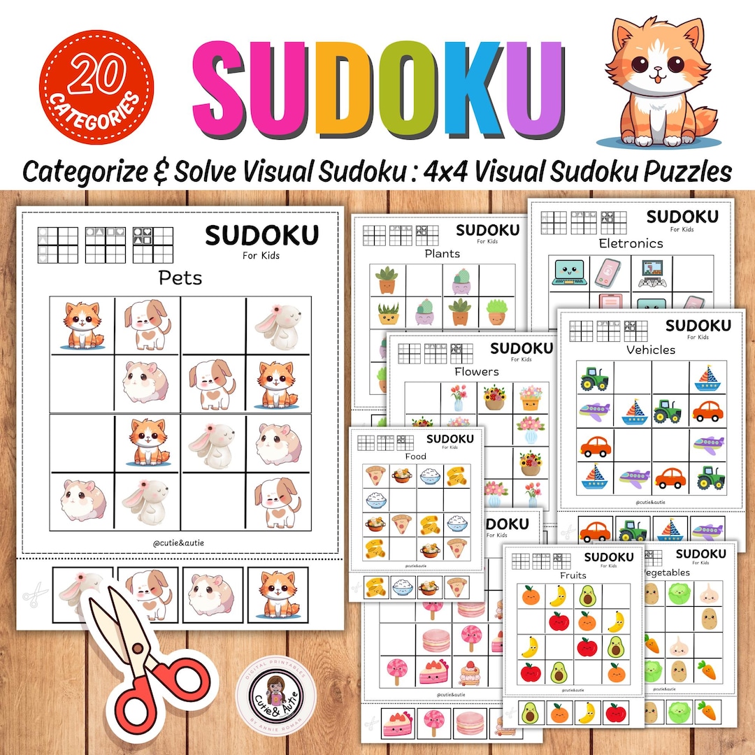 Categorize & Solve Visual Sudoku : 4x4 Visual Sudoku Puzzles 20 ...