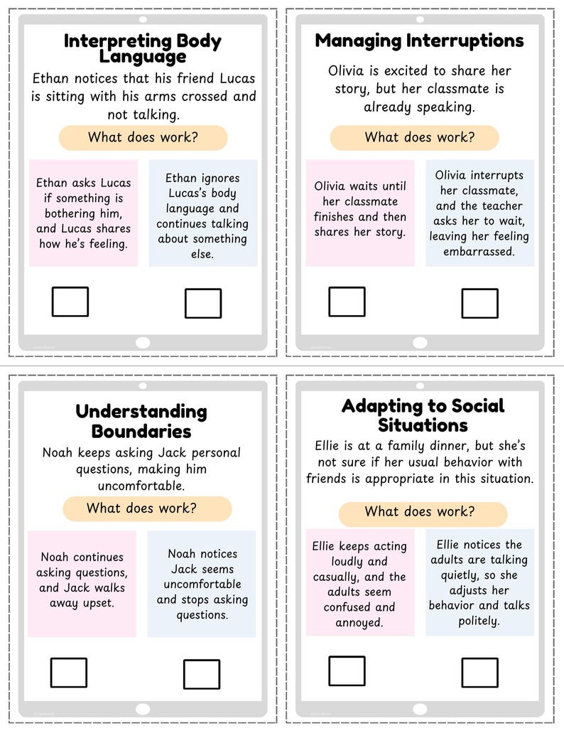 Social Skills Builder: Interactive Cards for Kids With Autism 320 Cards ...