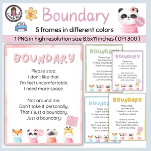 Boundaries Cute Animals Poster for Kids, Children's Therapy Worksheet ...