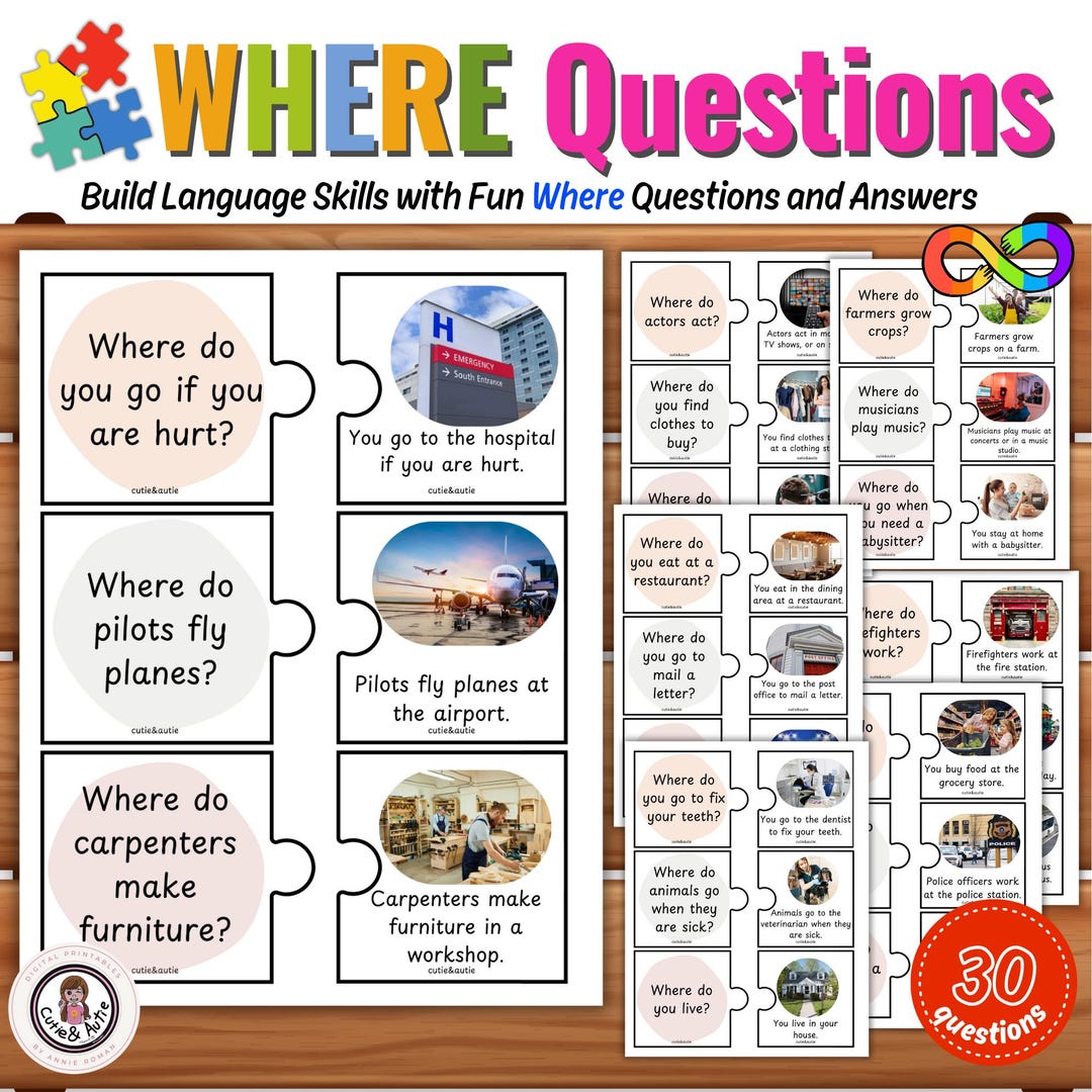Where Questions Puzzle: Speech Therapy Tool for Language Development - Etsy