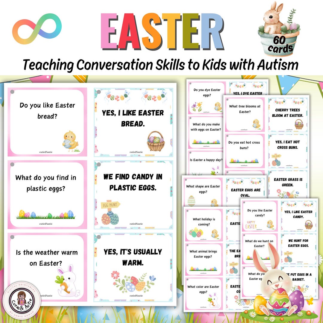 Easter Chatter: 60 Speech Cards for Autism Communication/questions - Etsy