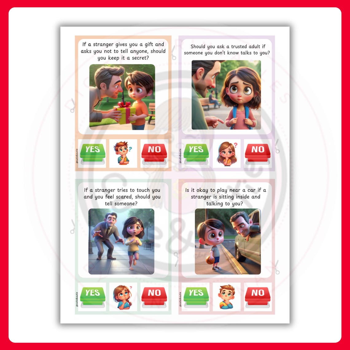 Stranger Danger Safety Cards :A Simple Yes/no Game to Help Kids With ...