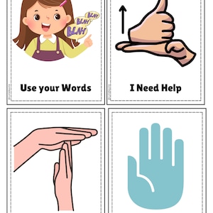 Behavior Support Resources Autism ABA Visuals Cue Cards/ Calm Down ...