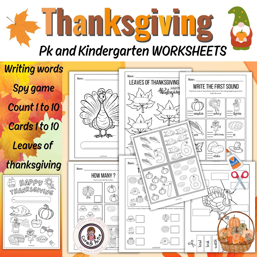 Thanksgiving Fun Pack for Kids Worksheets Holiday With Cover - Etsy