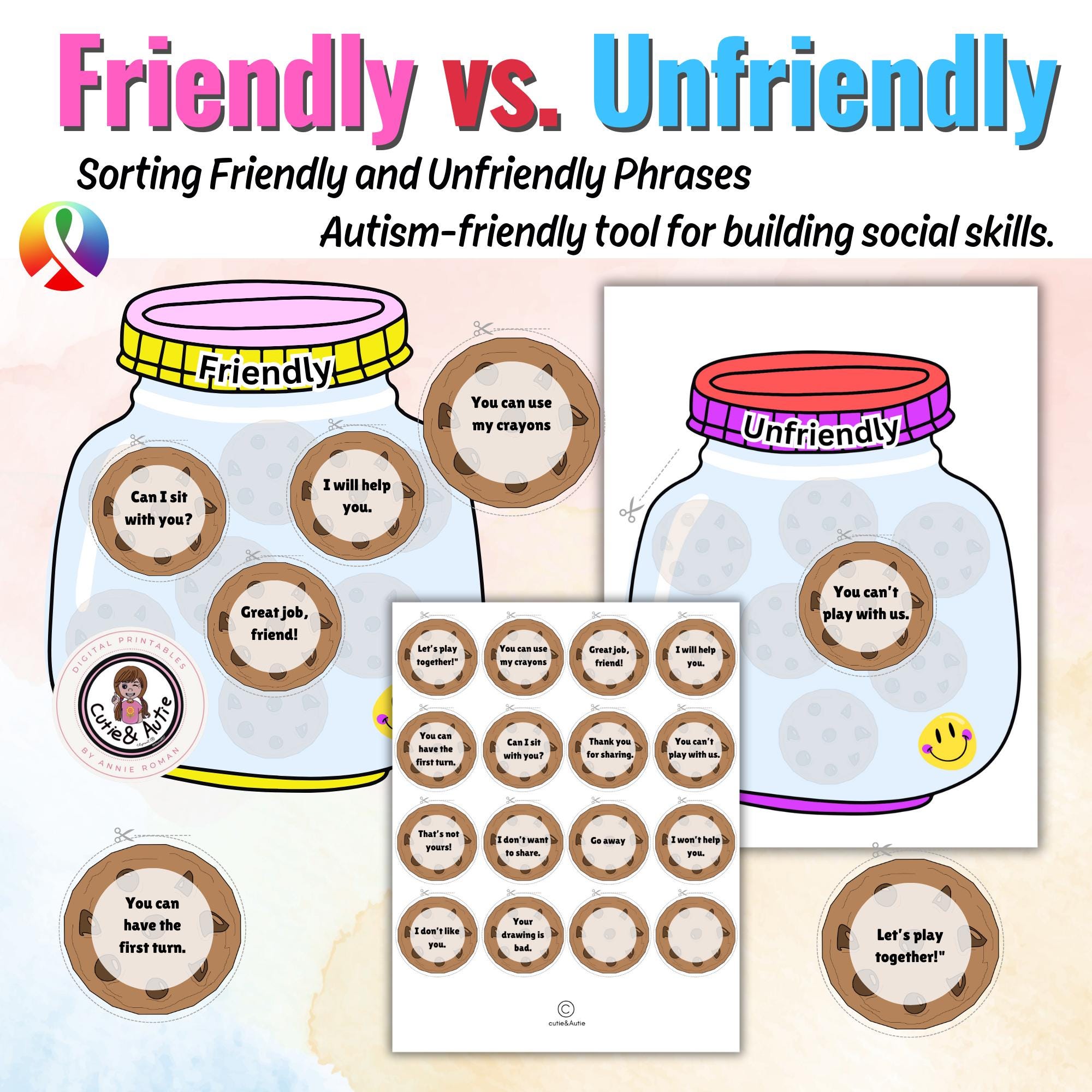 Kindness Jars: Sorting Friendly and Unfriendly Phrases Sorting Games 14 ...