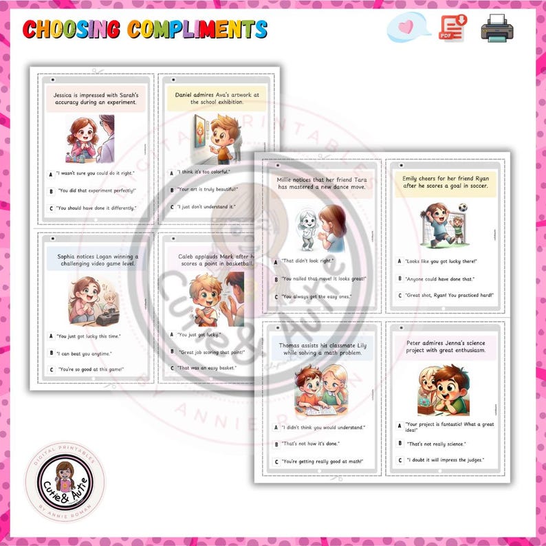 Choosing Compliments: A Fun Learning Tool for Kids With Autism 25 CARDS ...