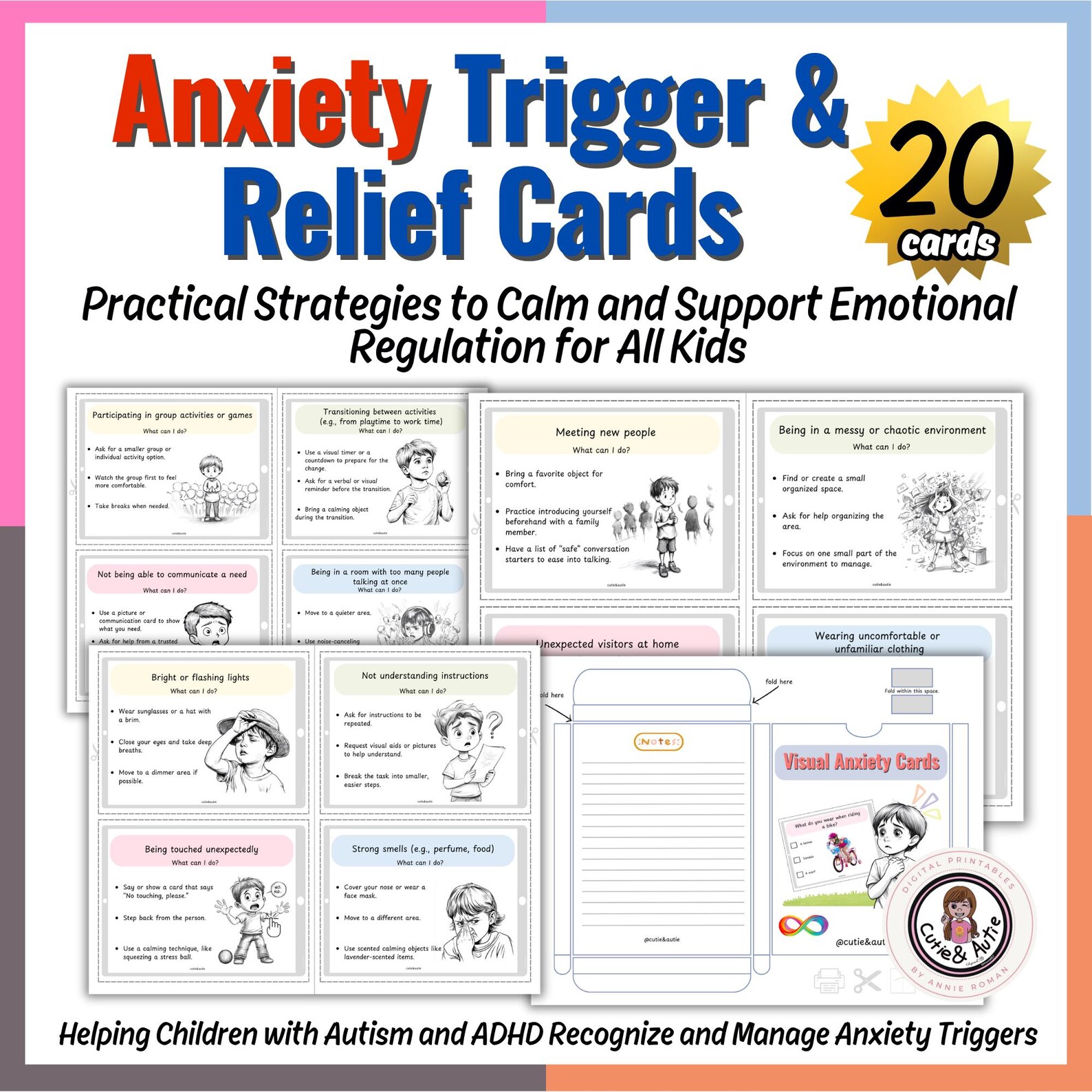 CBT Anxiety Relief Cards for Kids : Recognize and Manage Anxiety ...