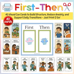 First-then Visual Cards for Kids With Autism – Printable Support - Etsy