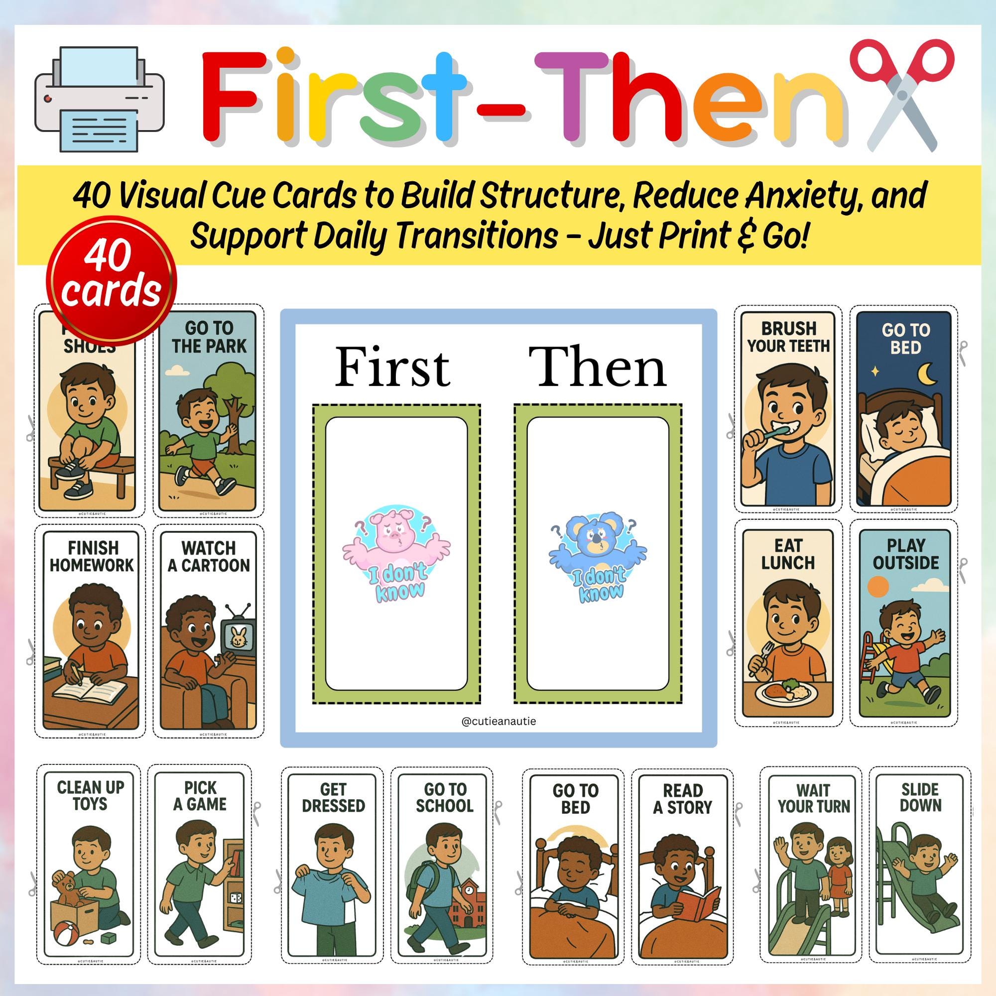 First-then Visual Cards for Kids With Autism – Printable Support - Etsy ...