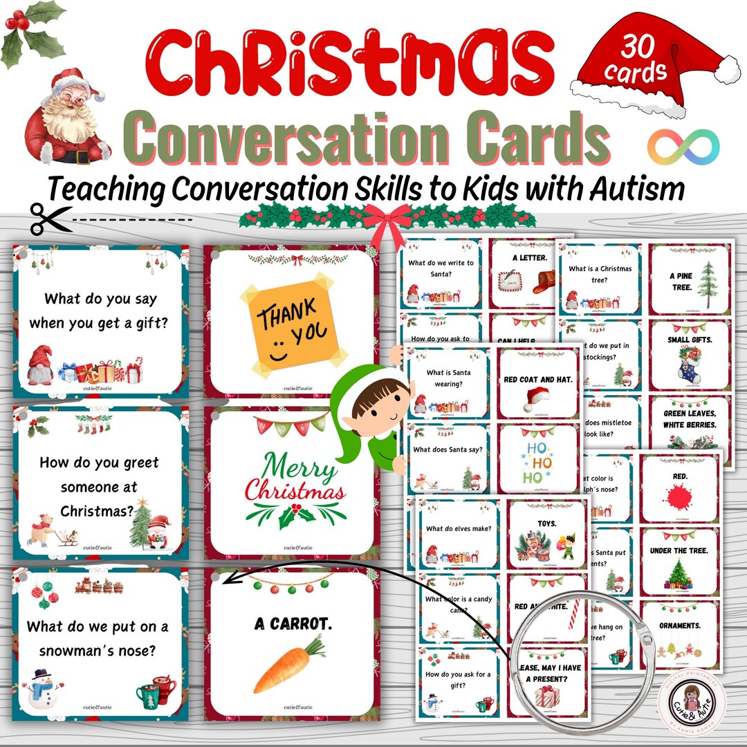 Christmas Conversations Cards for Children With Autism /speech Therapy ...