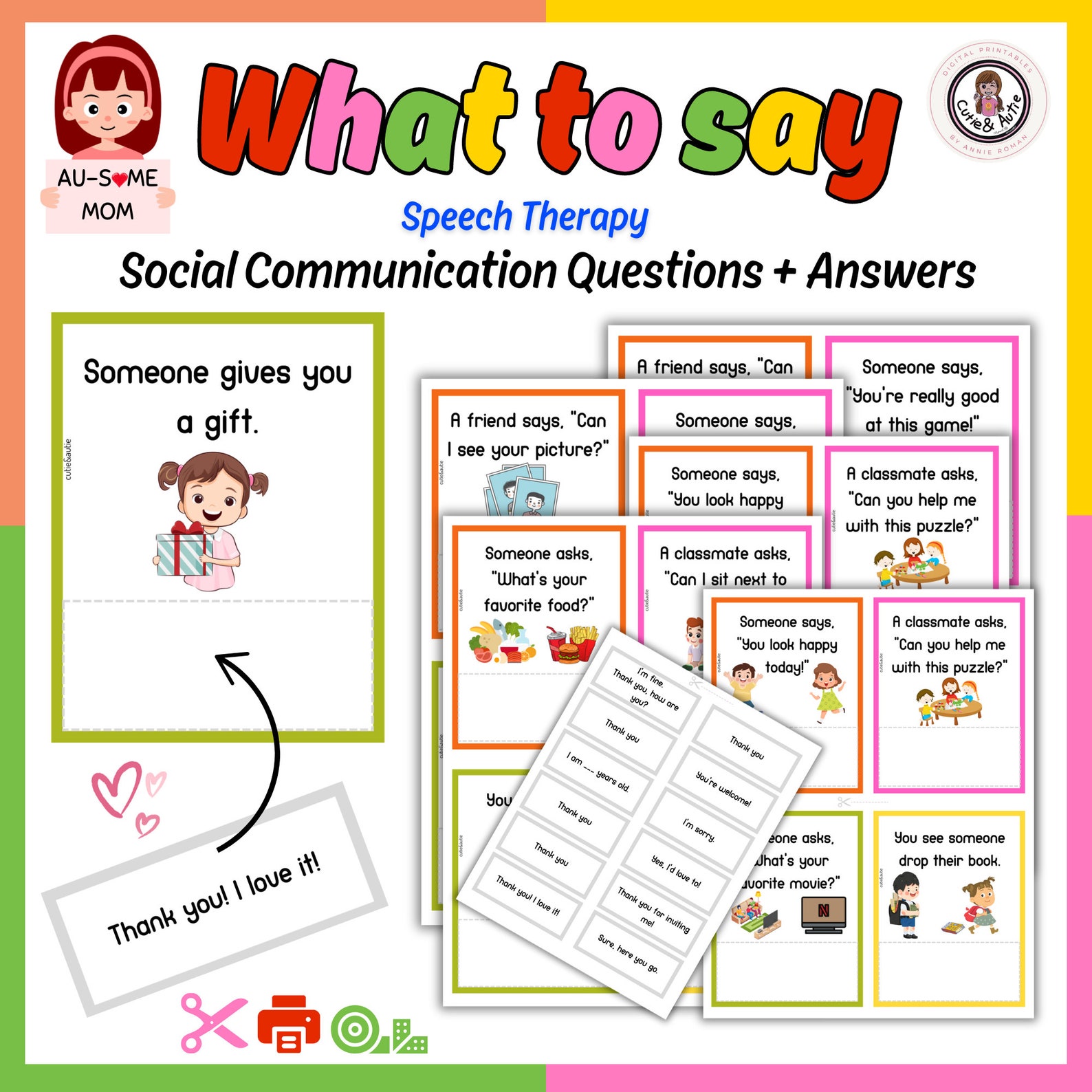 Speech Therapy - Social Communication Questions -what to Say Cards+ ...
