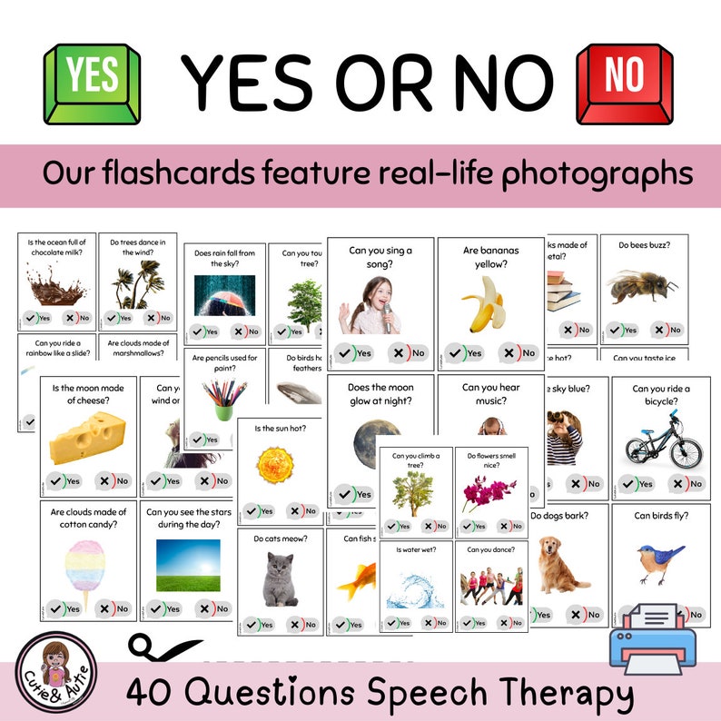 Yes - No 40 Questions Speech Therapy WITH REAL PICTURES! - Etsy