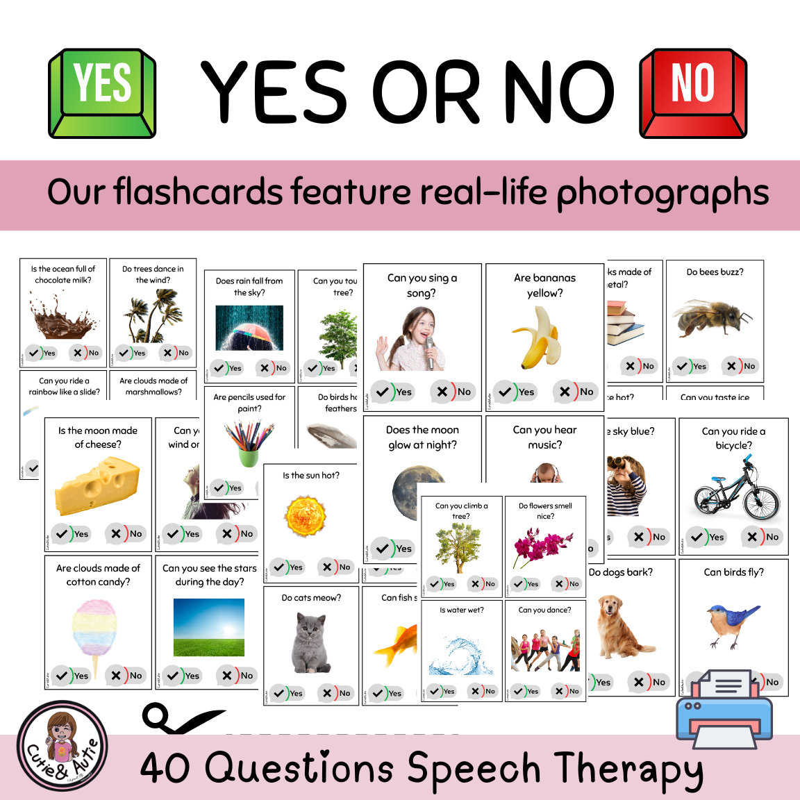 Yes - No 40 Questions Speech Therapy WITH REAL PICTURES! - Etsy