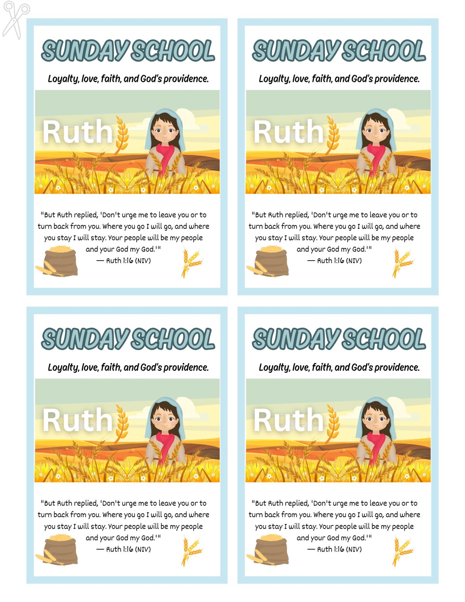 Ruth Comic - Bible - Sunday School - 4 Posters and 4 Different Cards to ...