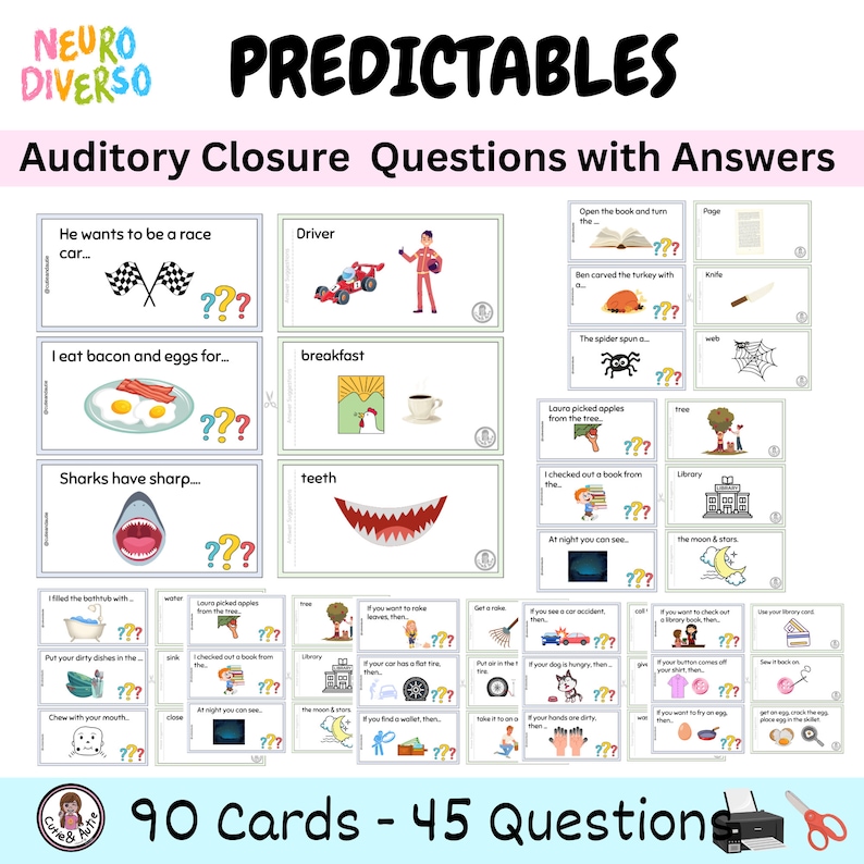 Predictable Pathways: Auditory Closure Flashcards for Autism 45 ...