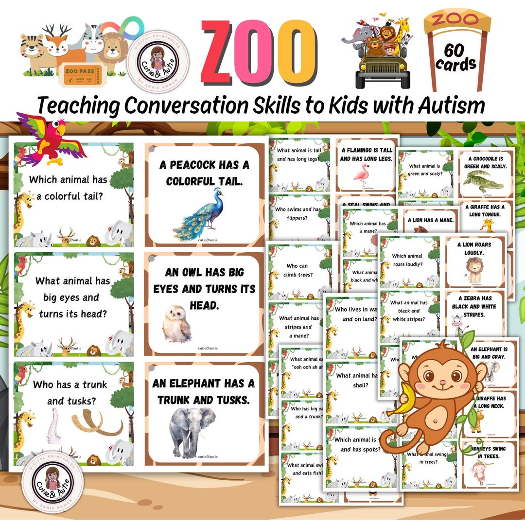 Zoo Talk: Speech Prompts for Kids With Autism 60 Cards - Etsy