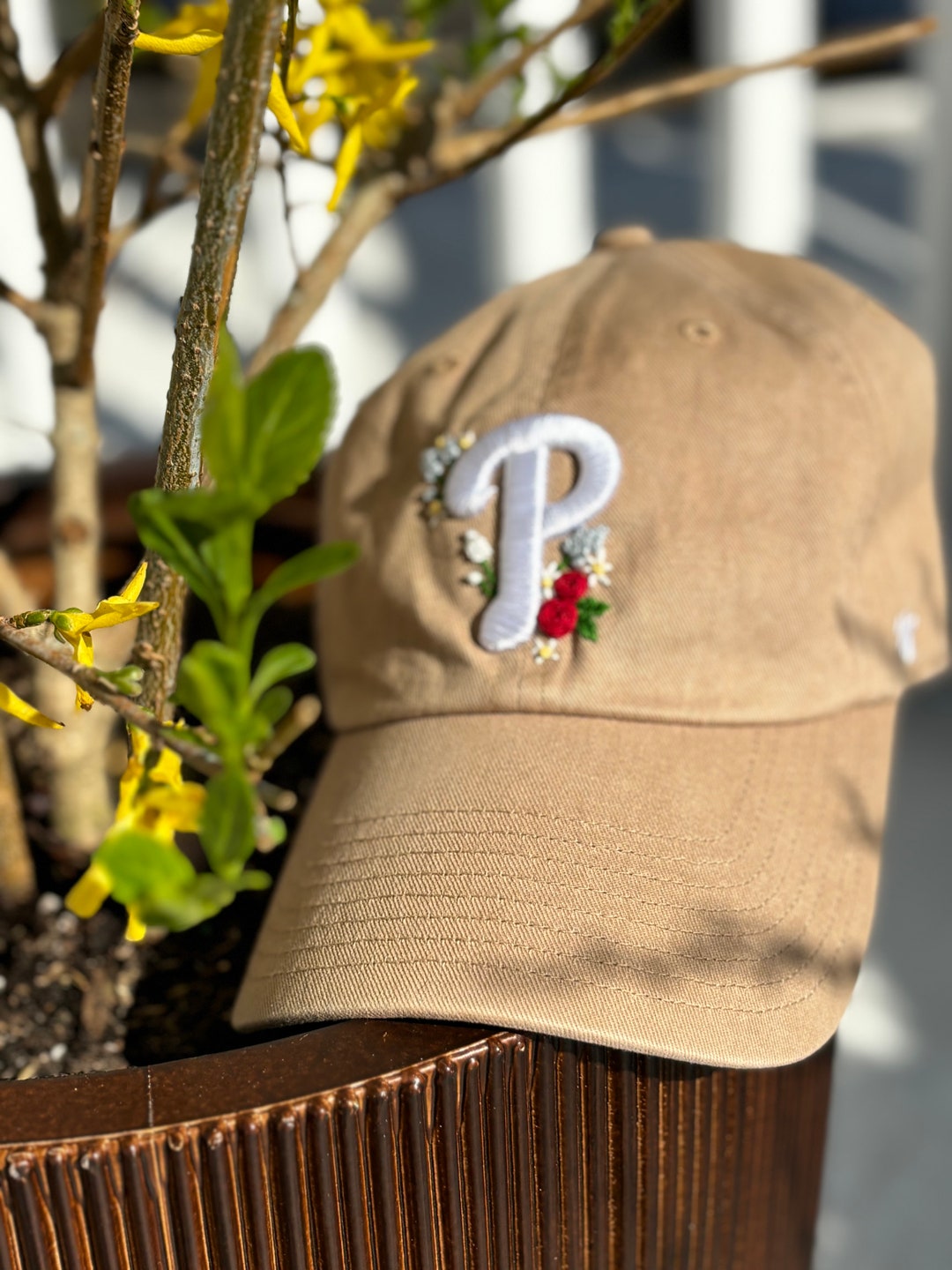 Floral Phillies Hat Hand Embroidered - Etsy