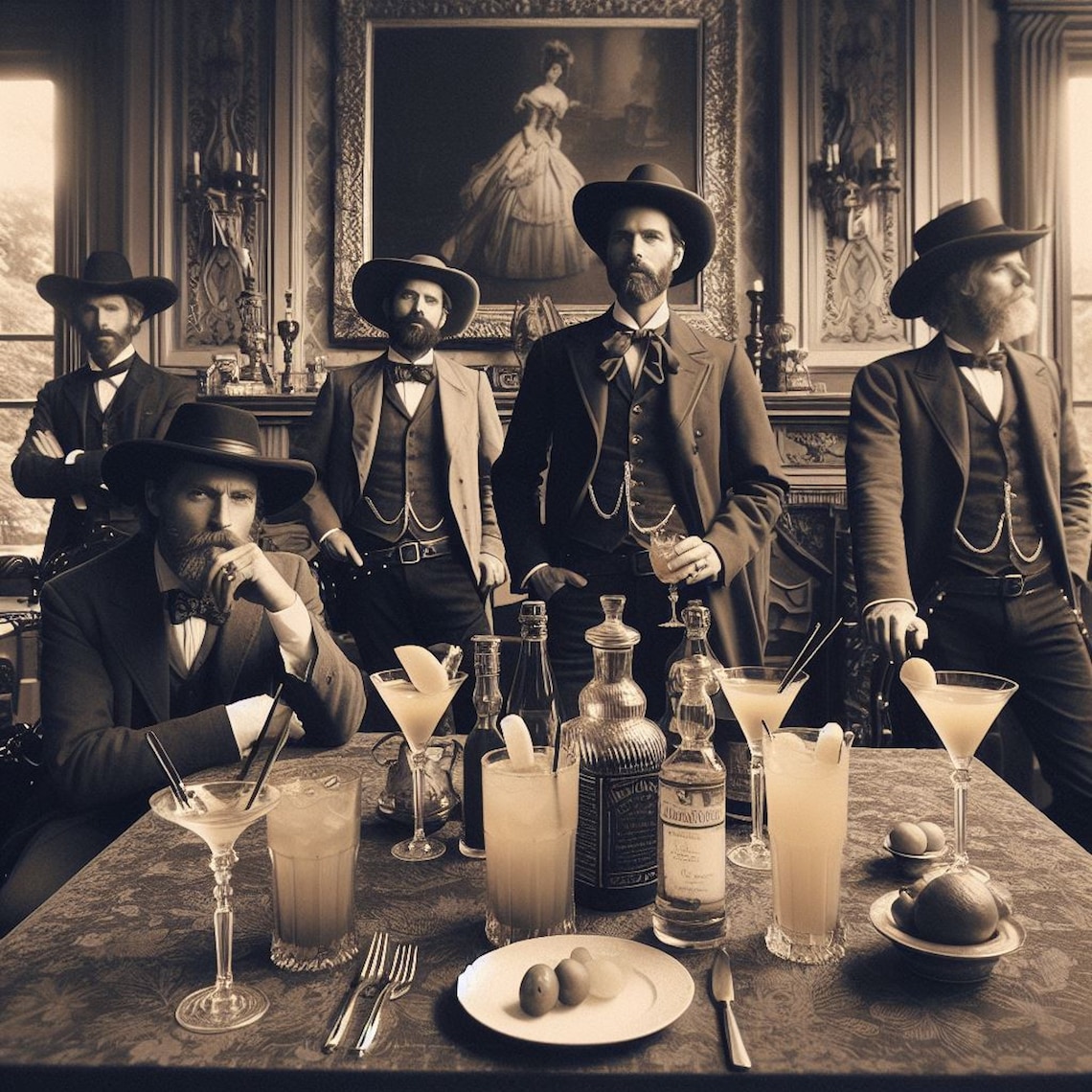 Cocktail Party Series: Cattle Barons' Cocktail Party, 1870s. A Vintage ...
