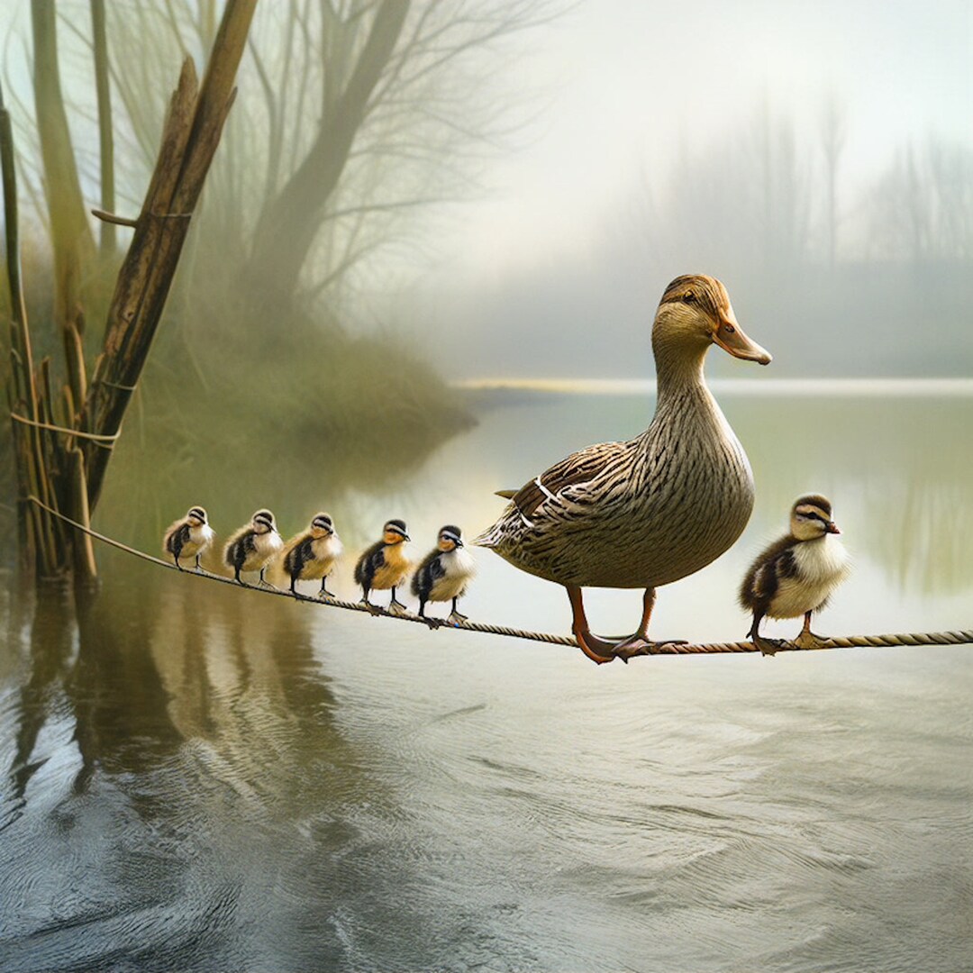 Tightrope Series: Odd Ducks. A Whimsical Digital Image by Willful Wall ...