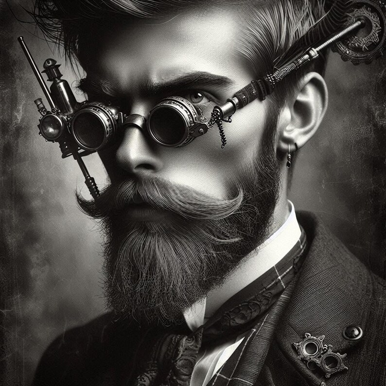 Steampunk Series: Lord Edgar Steampunk. A Black and White Digital Image ...