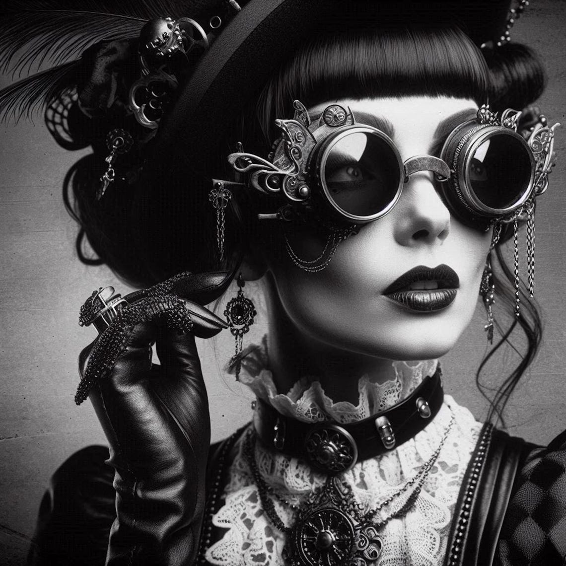 Steampunk Series: Lady Mary Steampunk. A Black and White Digital Image ...