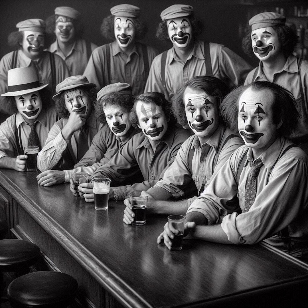 Happy Hour With Clowns: A Willful Wall Art Digital Image of Some Clowns ...