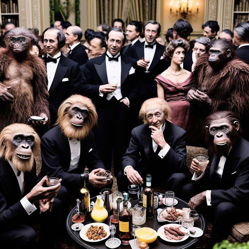 Civilized Beasts: A Whimsical Willful Wall Art Image of Humans and ...