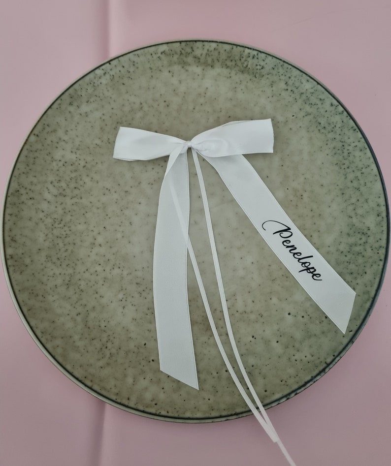Personalised Bows Tags Decor, for Wine Glasses Table Plates, Wedding ...