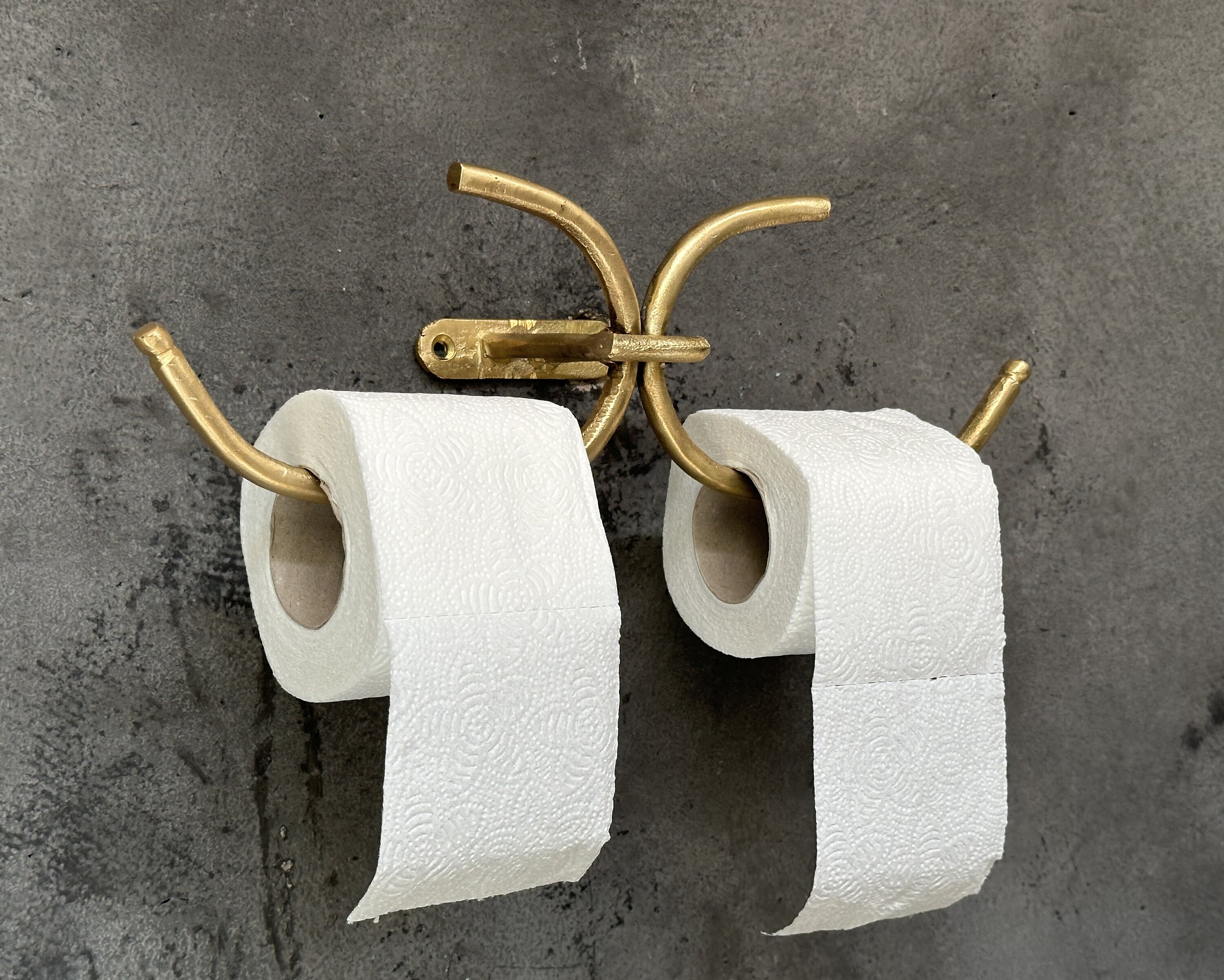 Handcrafted Solid Brass Double Wall Mounted Toilet Paper Holder ...