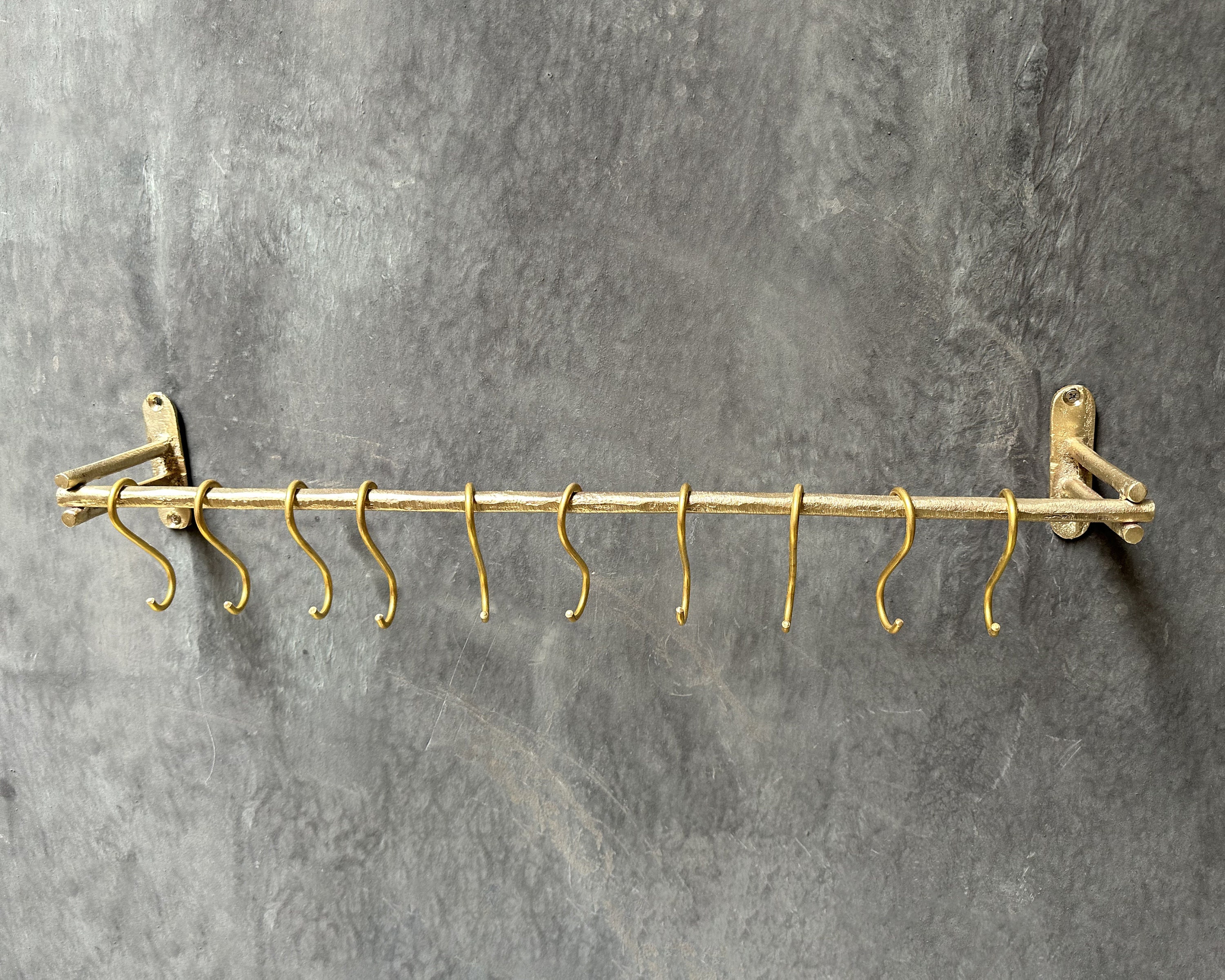 Unlacquered Brass Wall Mounted Pot Rack, Hanging Kitchen Rail, Hanging ...