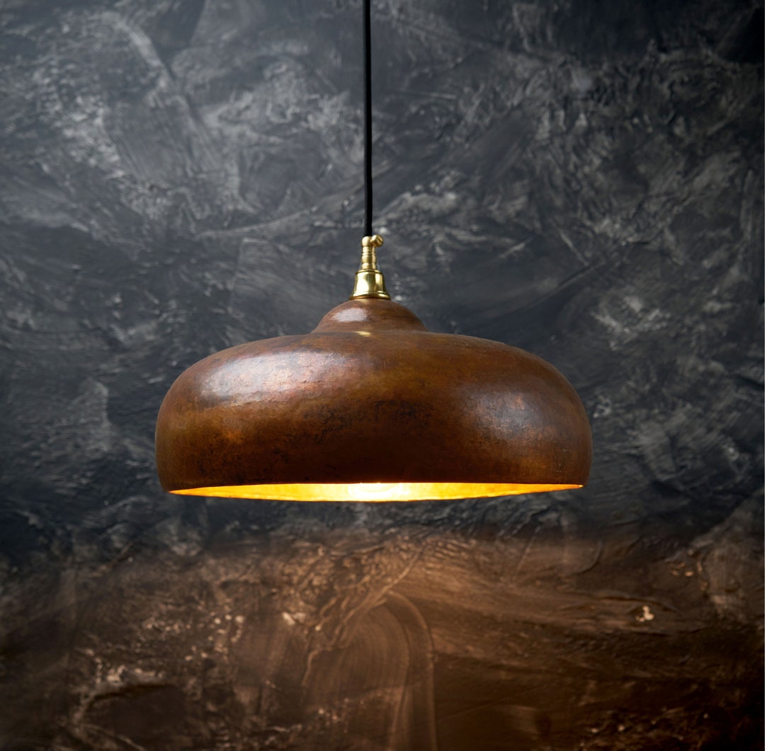 Rustic Copper Island Kitchen Lighting, Copper Pendant Light Fixture ...
