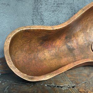 River Shape Undermount Bar Copper Sink, Hammered Copper Bathroom Basin ...