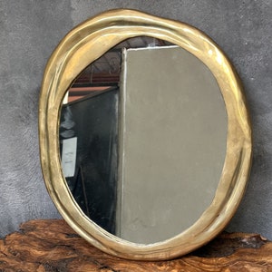 Vintage Brass Wall Mirror, Unlacquered Brass Wall Mirror, Circular Wall ...
