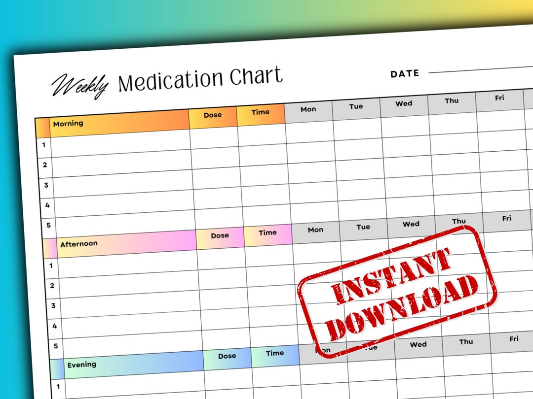 Easy Printable Medication Schedule Tracker for Vitamins/medication With ...