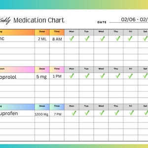 Easy Printable Medication Schedule Tracker for Vitamins/medication With ...