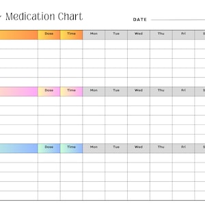 Easy Printable Medication Schedule Tracker for Vitamins/medication With ...
