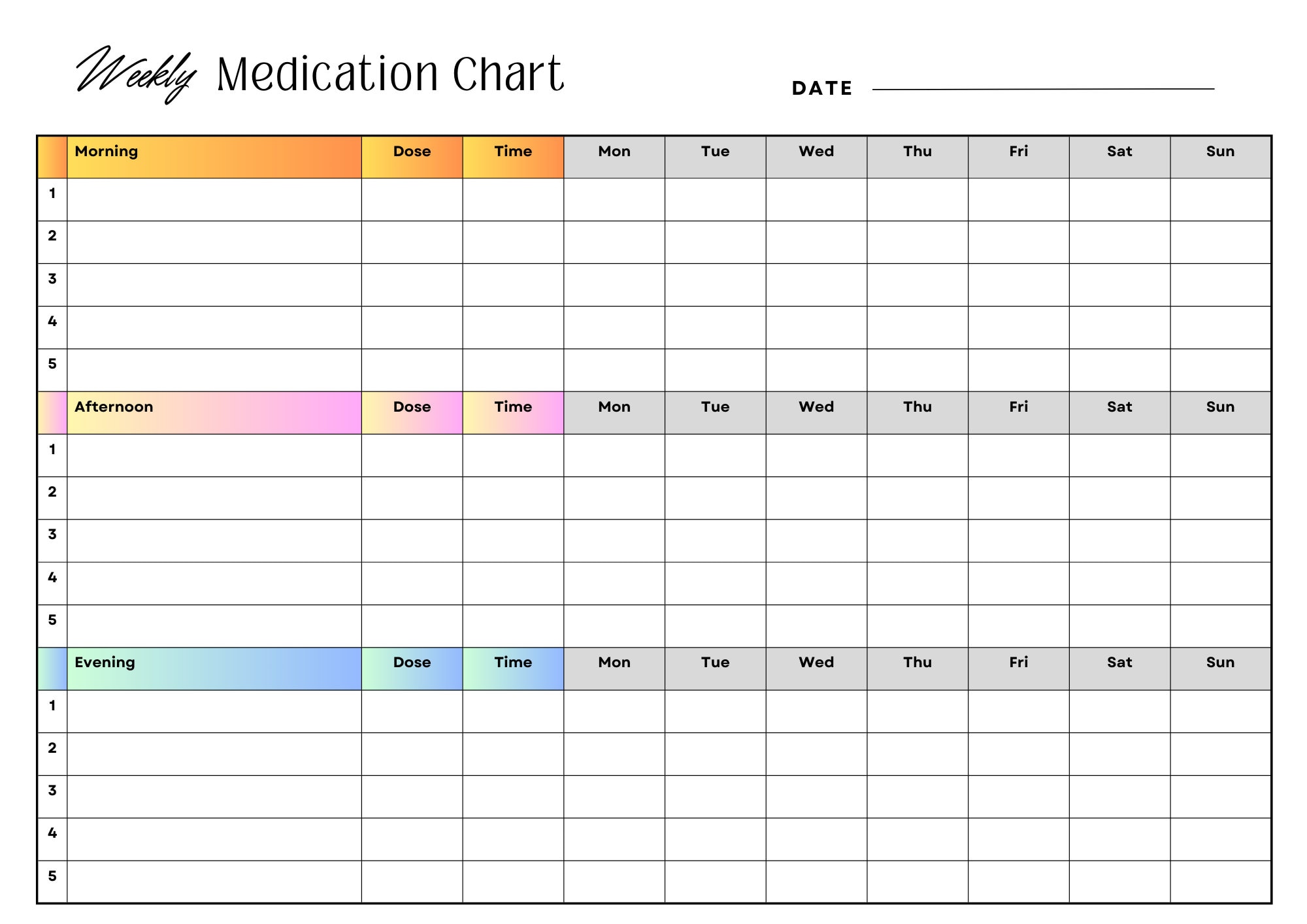 Easy Printable Medication Schedule Tracker for Vitamins/medication With ...