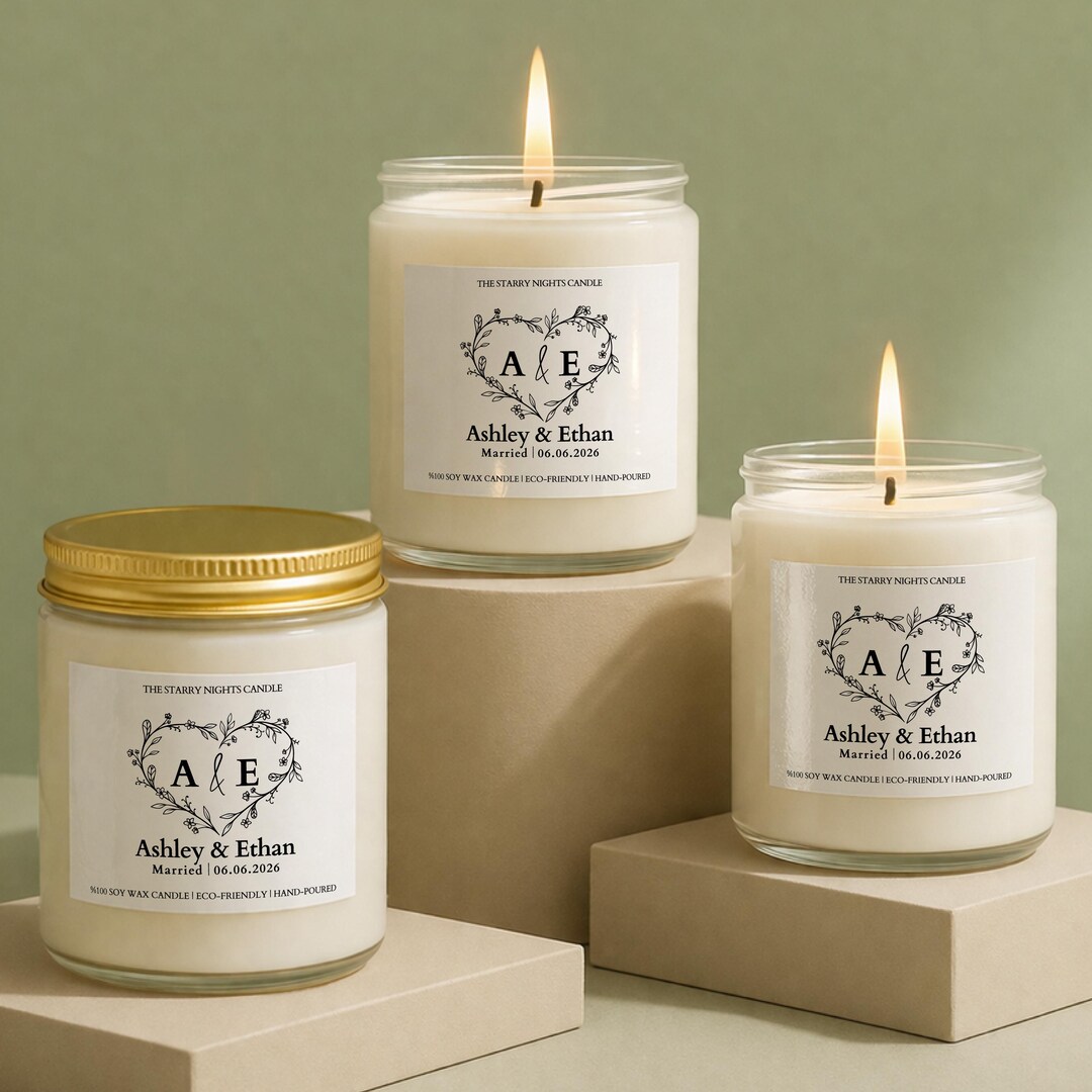 Personalized Wedding Candle Bulk, Custom Name Wedding Favor, Bridal ...